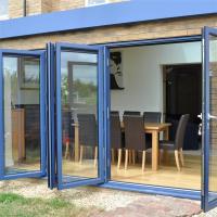 China Bi Fold Patio Aluminum Frame Door Vertical Folding Push Up For Balcony for sale