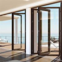 China Bi Fold Patio Aluminum Frame Door Vertical Folding Push Up For Balcony for sale