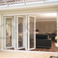 China Bi Fold Patio Aluminum Frame Door Vertical Folding Push Up For Balcony for sale
