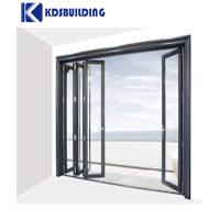China Patio Aluminum Folding Door Double Glass Bi Fold Sliding Exterior Main Entrance Door for sale