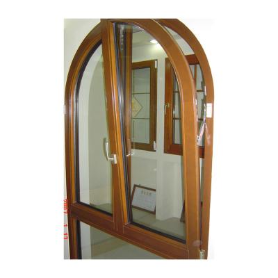 China KDSBuilding Modern Design Tempered Wooden Glass Soundproof Arch Oak Wood Turn And Tilt Window for sale