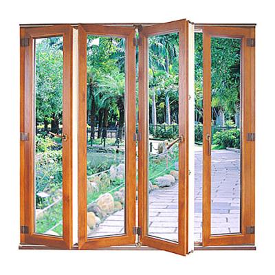China KDSBuilding Aluminum clad wood push-out fold windows with double glazing glass energy saving stack and fold wood windows for sale