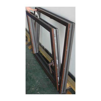 China Black Roller Screen Grill Design Double Aluminum Clad Wood  Windows Awing Tilt And Turn Window With Mosquito Net for sale