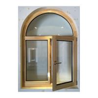 China Italian Style Solid Wood Window Wall Arch Round Timber Wooden Casement Window for sale