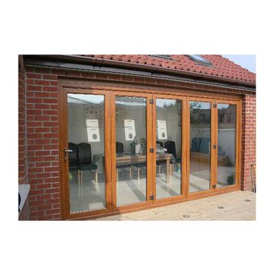 China KDSBuilding Cheap Price Front Folding Door Designs In Teak Wood Bifold for superhouse for sale