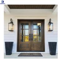 China Main Wooden Front Doors Waterproof Contemporary Push And Pull Glass Door for sale