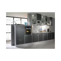 China Fiberboard Modern Design Modular Custom Kitchen Black Cabinet With Clean Handle Less Look for sale