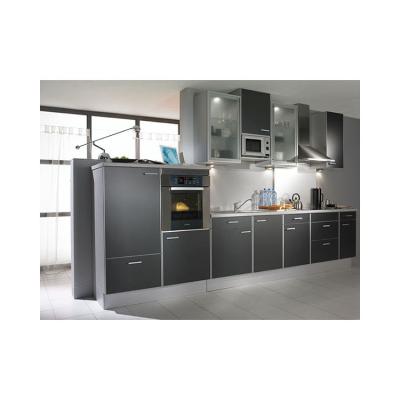 China Fiberboard Modern Design Modular Custom Kitchen Black Cabinet With Clean Handle Less Look for sale