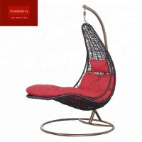 China Waterproof Fabric Cushion Outdoor Swing Chair in Black Wicker for Comfortable Seating for sale