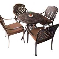 China Outdoor Furniture Garden Dining Set in Rectangular Shape with Red Copper Cast Aluminum for sale