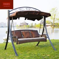 China Metal Rattan Swing Chair with Canopy 3-Seater Garden Furniture Metal Steel Frame for sale