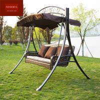 China Metal Rattan Swing Chair with Canopy 3-Seater Garden Furniture Metal Steel Frame for sale