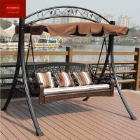 China Metal Rattan Swing Chair with Canopy 3-Seater Garden Furniture Metal Steel Frame for sale