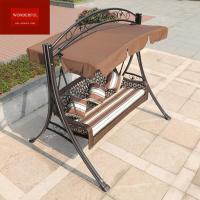 China Metal Rattan Swing Chair with Canopy 3-Seater Garden Furniture Metal Steel Frame for sale