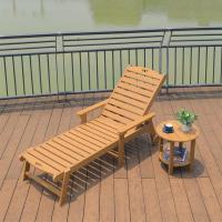 China Outdoor 4-Level Backrest Adjustment Sun Lounger for Plastic Wood Sunbed Chaise Lounge for sale