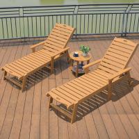 China Outdoor 4-Level Backrest Adjustment Sun Lounger for Plastic Wood Sunbed Chaise Lounge for sale