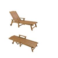 China Outdoor 4-Level Backrest Adjustment Sun Lounger for Plastic Wood Sunbed Chaise Lounge for sale