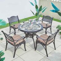 China Balcony Furniture Small Round Table Cast Aluminum Coffee Table Set for Outdoor Leisure for sale
