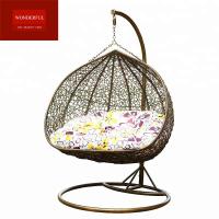 China Double Swing Chair with Cushion in Any Color Comfortable Outdoor Rattan Hanging Chair for sale
