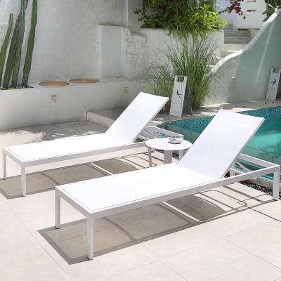 China Outdoor Hotel Resort Patio Garden Sun Lounger Adjustable Aluminum Chaise Lounge Chair for sale