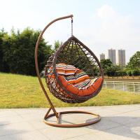 China Waterproof Outdoor Wicker Furniture Swing Chair in Water Drop Shape with Metal Frame for sale