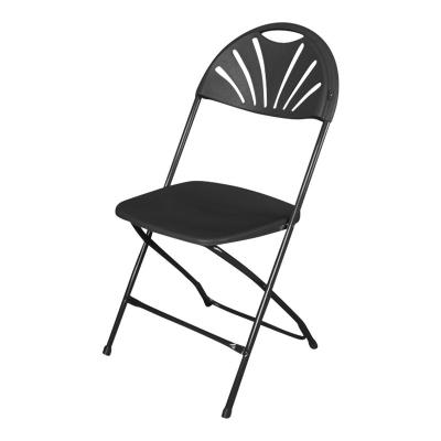 China Modern Design Outdoor Waterproof Stackable Black Fan Back Folding Chairs for Events for sale