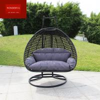 China Outdoor Living Room Double Hanging Chair with Customizable Cushions and Metal Frame for sale