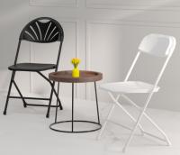 China Modern Design Outdoor Waterproof Stackable Black Fan Back Folding Chairs for Events for sale