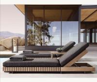 China Modern Design Solid Wood Chaise Lounge Chair for Outdoor Furniture Sunbathing and Relaxing for sale