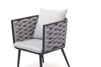 China Outdoor Patio Rope Woven Furniture Aluminum Frame Hotel Dining Set with Powder Coated for sale
