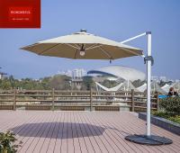 China Polyester Fabric Garden Furniture Round Single Top Umbrella with Lamp Light and Logo for sale