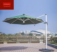 China Polyester Fabric Garden Furniture Round Single Top Umbrella with Lamp Light and Logo for sale