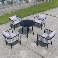 China Outdoor Patio Rope Woven Furniture Aluminum Frame Hotel Dining Set with Powder Coated for sale