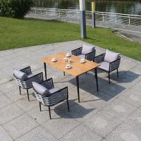 China Outdoor Patio Rope Woven Furniture Aluminum Frame Hotel Dining Set with Powder Coated for sale