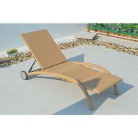 China Outdoor Wicker Sun Lounger Contemporary Patio Chaise Lounge with Wheels and Cushions for sale