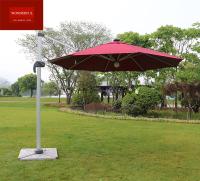 China Polyester Fabric Garden Furniture Round Single Top Umbrella with Lamp Light and Logo for sale