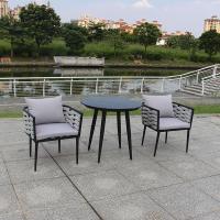 China Outdoor Patio Rope Woven Furniture Aluminum Frame Hotel Dining Set with Powder Coated for sale