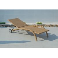 China Outdoor Wicker Sun Lounger Contemporary Patio Chaise Lounge with Wheels and Cushions for sale