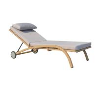 China Outdoor Wicker Sun Lounger Contemporary Patio Chaise Lounge with Wheels and Cushions for sale