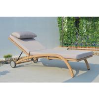 China Outdoor Wicker Sun Lounger Contemporary Patio Chaise Lounge with Wheels and Cushions for sale