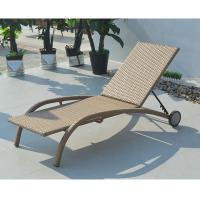 China Outdoor Wicker Sun Lounger Contemporary Patio Chaise Lounge with Wheels and Cushions for sale