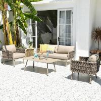 China Hotel Aluminum Outdoor Rattan Sofa Furniture Sets with Waterproof Seat Cushion Covers for sale