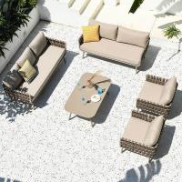 China Hotel Aluminum Outdoor Rattan Sofa Furniture Sets with Waterproof Seat Cushion Covers for sale
