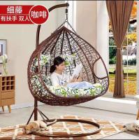 China Modern Outdoor Rattan Wicker Double Seat Hanging Egg Patio Swing Chair with Metal Stand for sale