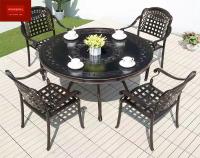 China Modern Design Custom Cast Aluminum Outdoor Metal Round Dining Table Set for Patio for sale