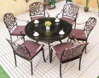 China Modern Design Custom Cast Aluminum Outdoor Metal Round Dining Table Set for Patio for sale