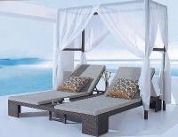 China Foldable and Durable Outdoor Rattan Double Sun Beach Lounge for Living Room for sale