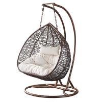 China Metal Frame Patio Rattan Swing Chair Double Hanging Design for Outdoor Comfort and Style for sale