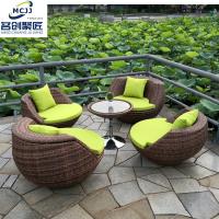 China Modern Outdoor Garden Chair and Table Rattan Furniture Bistro Cafe Sets With Cushion for sale