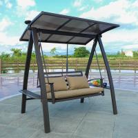 China Contemporary Outdoor Garden Furniture YY Mail Packing Metal Double Swing Chair with Canopy for sale